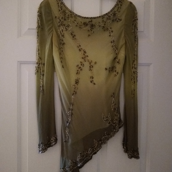 Tops | 10 Silk Beaded Top | Poshmark